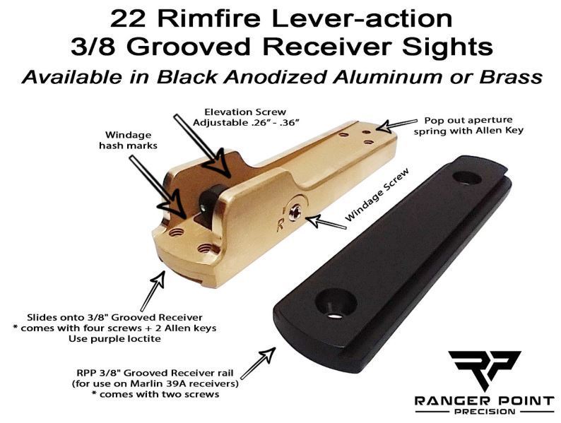 Ranger Point Precision Lever Rifle Peep Sight + Rail for Marlin 39A ...